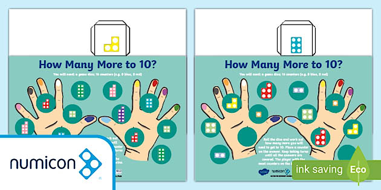 How Many More to 10? Board Game with Numicon Shapes - Twinkl